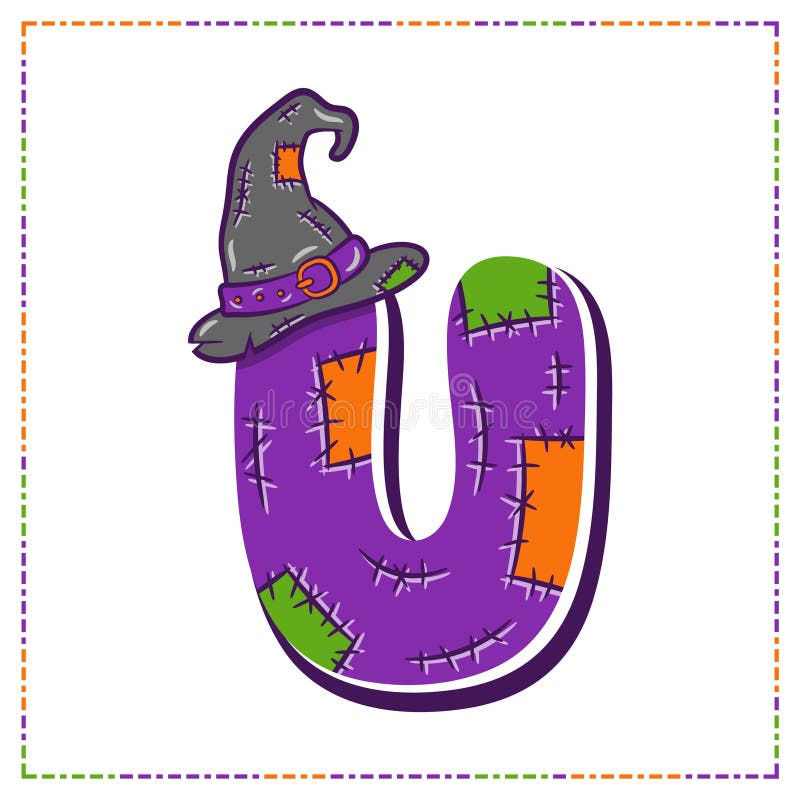 Halloween English Alphabet Letter U Witch Theme Drawing Stock Vector ...