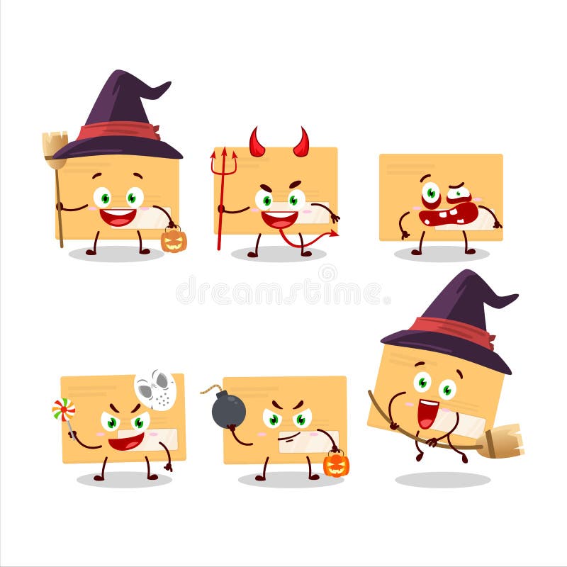 Brown Rectangle Envelope Cartoon Character with Cute Emoticon Bring ...