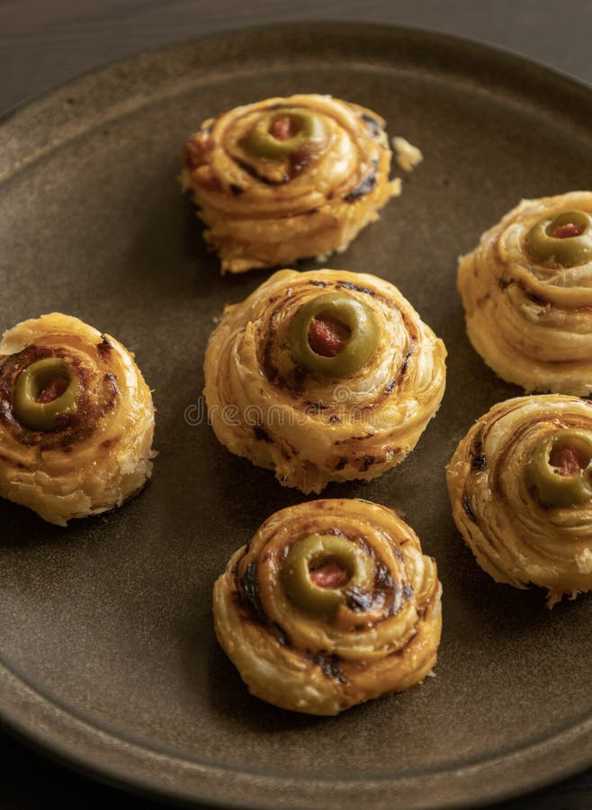 Halloween Eyeball Olive Puff - Delicious CloseUp Stock Photo - Image of ...