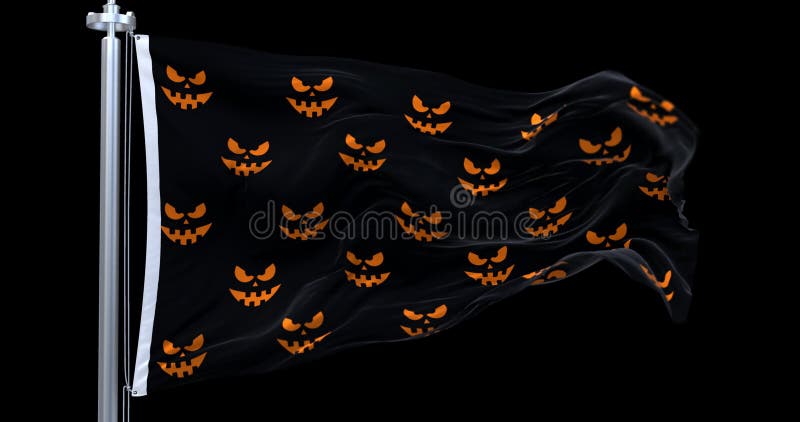 Halloween Flag with Scary Face Texture Loop Animation Stock Video ...