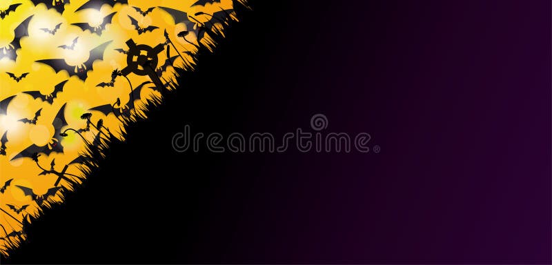Black Bats Halloween Purple Header Stock Vector - Illustration of ...