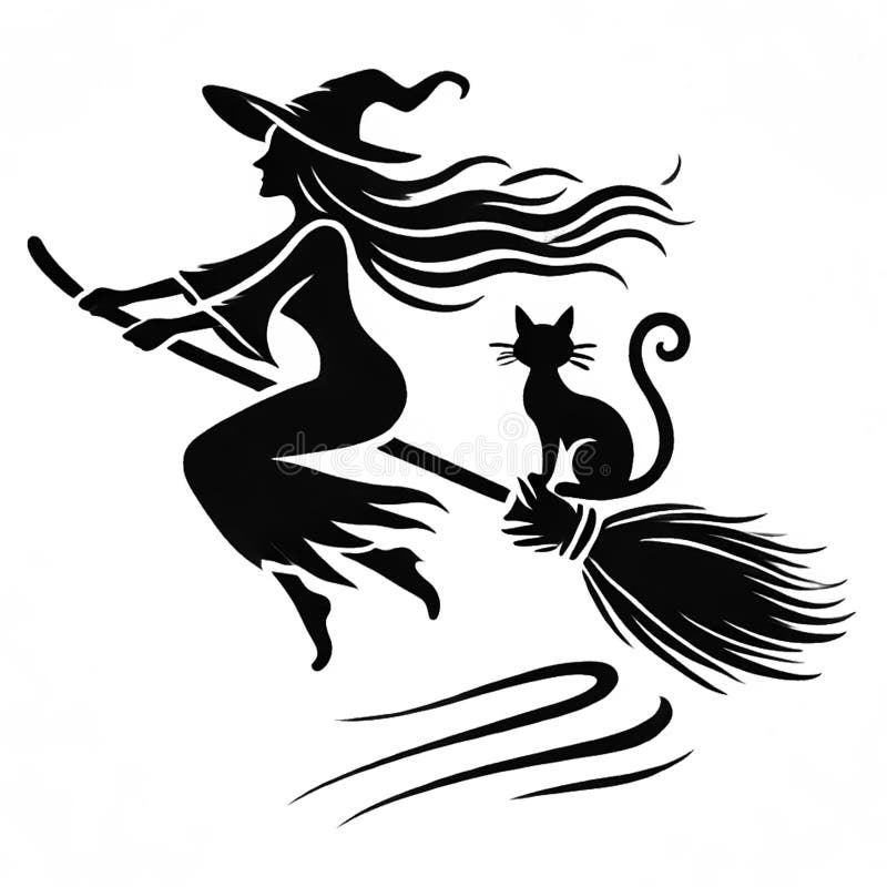Witch Cat Line Drawing Stock Illustrations – 3,444 Witch Cat Line ...