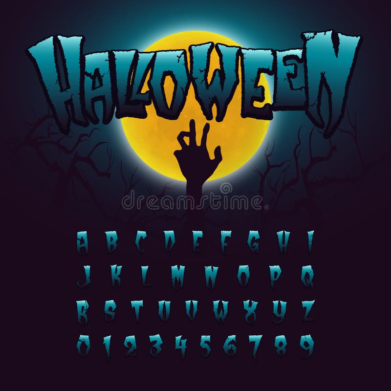 Halloween Font, Letters and Numbers Stock Vector - Illustration of ...