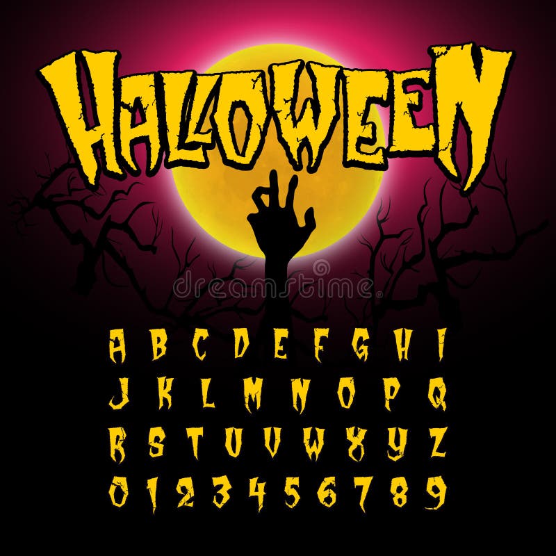 Halloween Font, Letters and Numbers Stock Vector - Illustration of ...