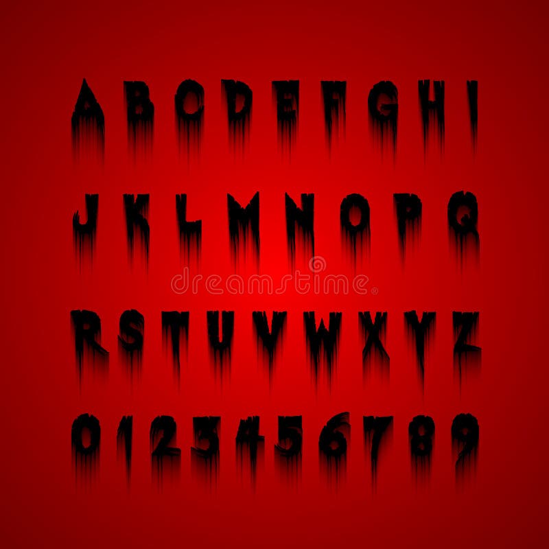 Halloween Font, Letters and Numbers Stock Vector - Illustration of ...