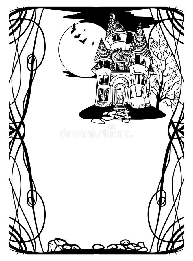 Halloween Frames Set with Silhouettes of Pumpkins, Bats, Spiderweb ...