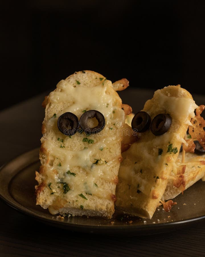 Halloween Garlic Bread Mummies - Delicious CloseUp Stock Image - Image ...