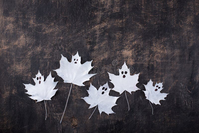 Halloween Ghost from Autumn Leaves Stock Photo - Image of scare, horror ...