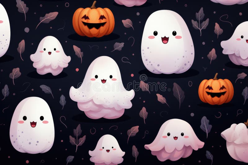 Halloween Ghost Background. Thanksgiving Stock Illustration ...