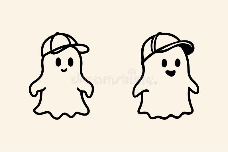 Halloween ghost with cap stock vector. Illustration of white - 365147765