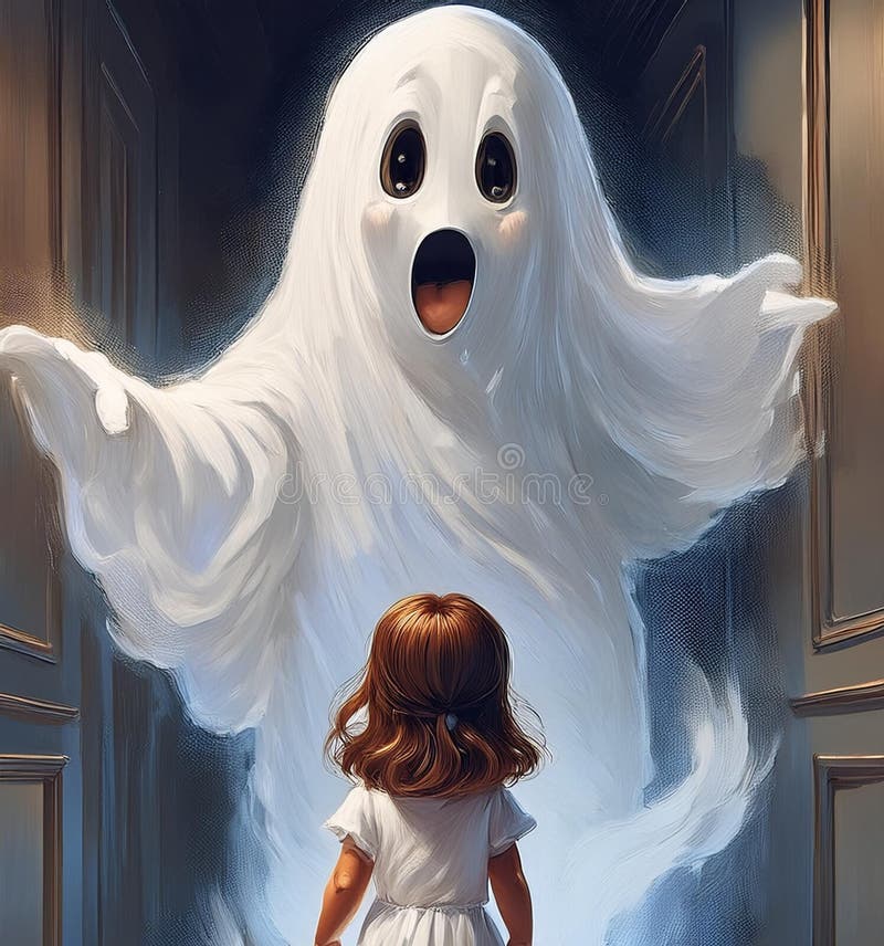 Halloween Ghost and Child Cartoon Stock Photo - Image of scary, cartoon ...
