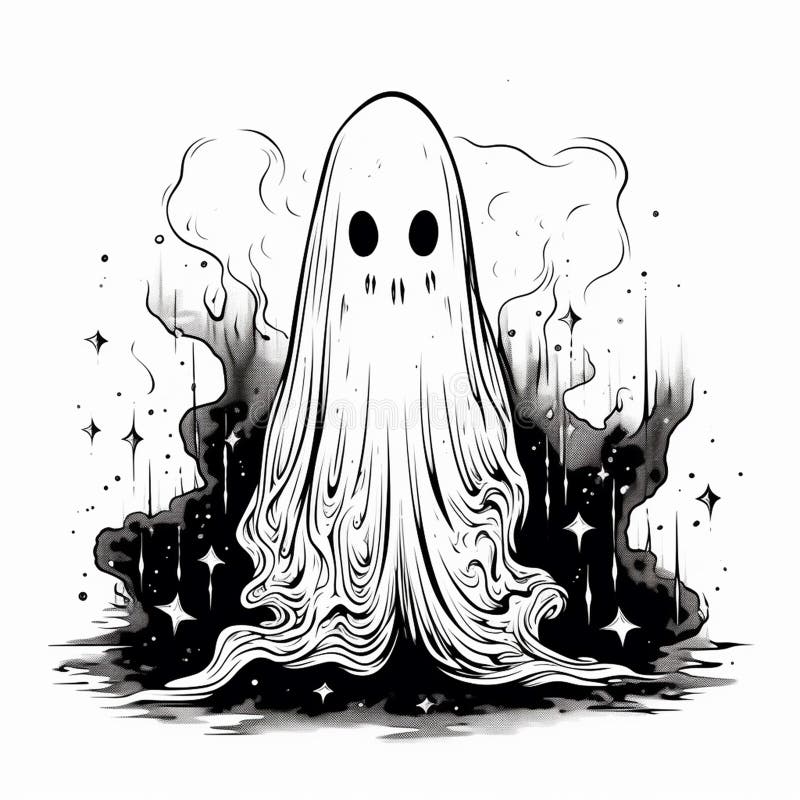 Halloween Ghost Drawing for Kids Stock Illustration - Illustration of ...