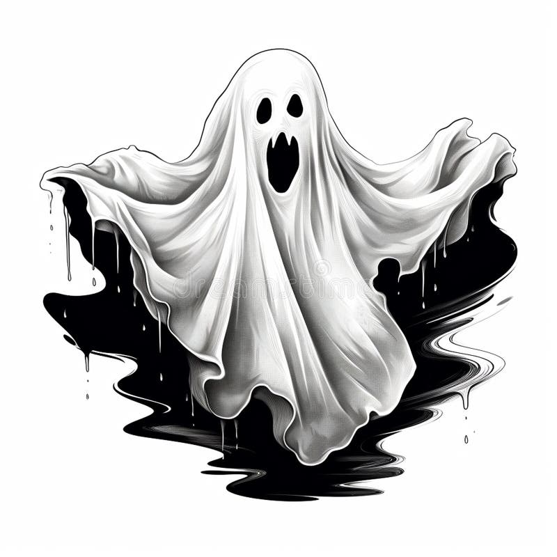 Halloween Ghost Drawing for Poster Design Stock Illustration ...