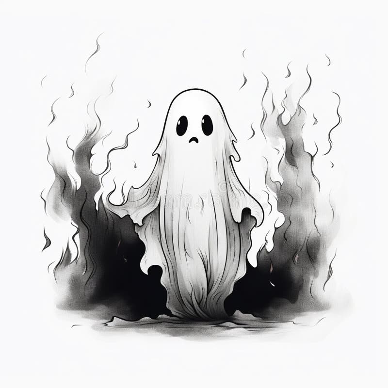 Halloween Ghost Drawing for Social Media Post Stock Illustration ...