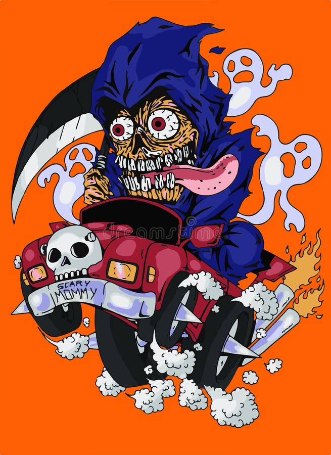 Halloween ghost driver stock illustration. Illustration of cemetery ...