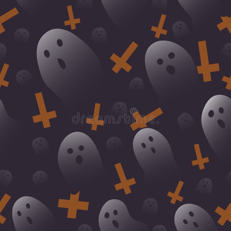 Halloween Ghost and Orange Cross Background Random Repeat Seamless ...