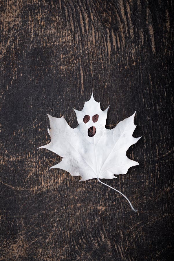 Halloween Ghost from Autumn Leaves Stock Photo - Image of afraid ...