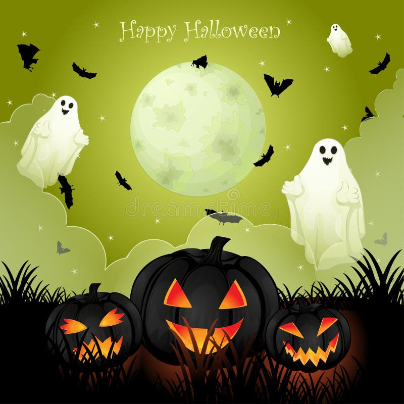 Halloween Ghost Poster Design Stock Illustration - Illustration of ...