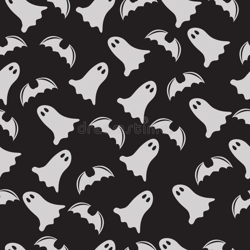 Halloween Ghost Seamless Pattern Stock Illustration - Illustration of ...