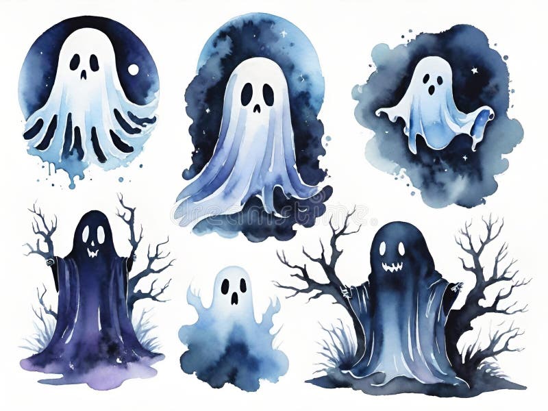 Halloween Ghost Set. Illustration Stock Illustration - Illustration of ...