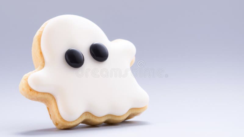 Halloween Ghost-shaped Cookie with Icing Background. AI Generation ...