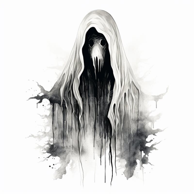 Halloween Ghost Sketch stock illustration. Illustration of ringu ...
