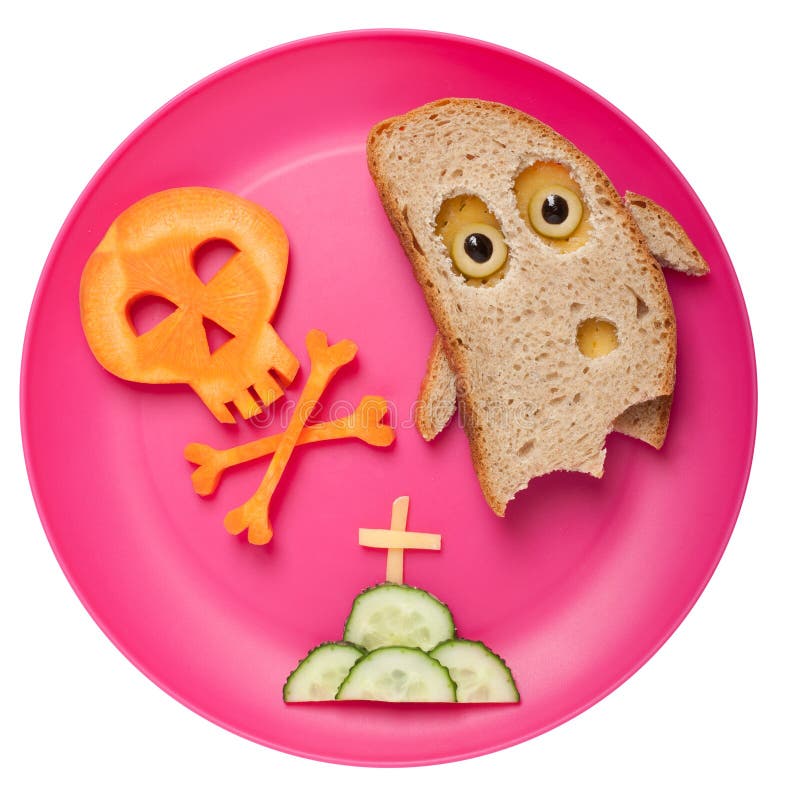 Halloween Ghost and Skull Made of Bread and Carrot Stock Image - Image ...