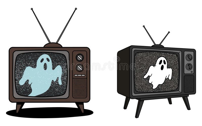 Ghost on TV screen stock vector. Illustration of high - 46300541