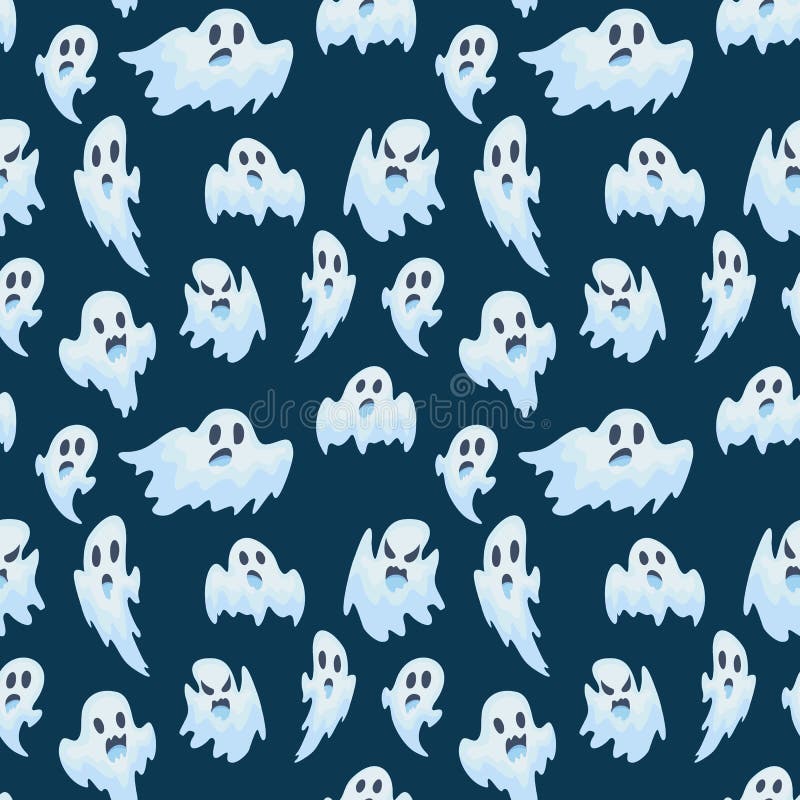 Halloween Ghost Vector Semless Pattern Stock Vector - Illustration of ...