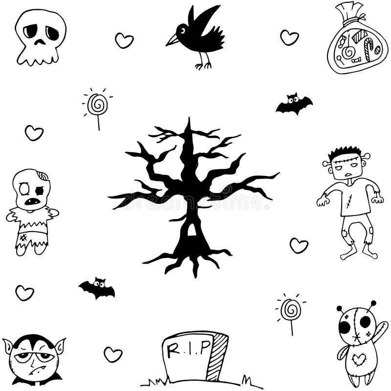 Halloween Ghost Zombie Stock Doodle Stock Vector - Illustration of ...