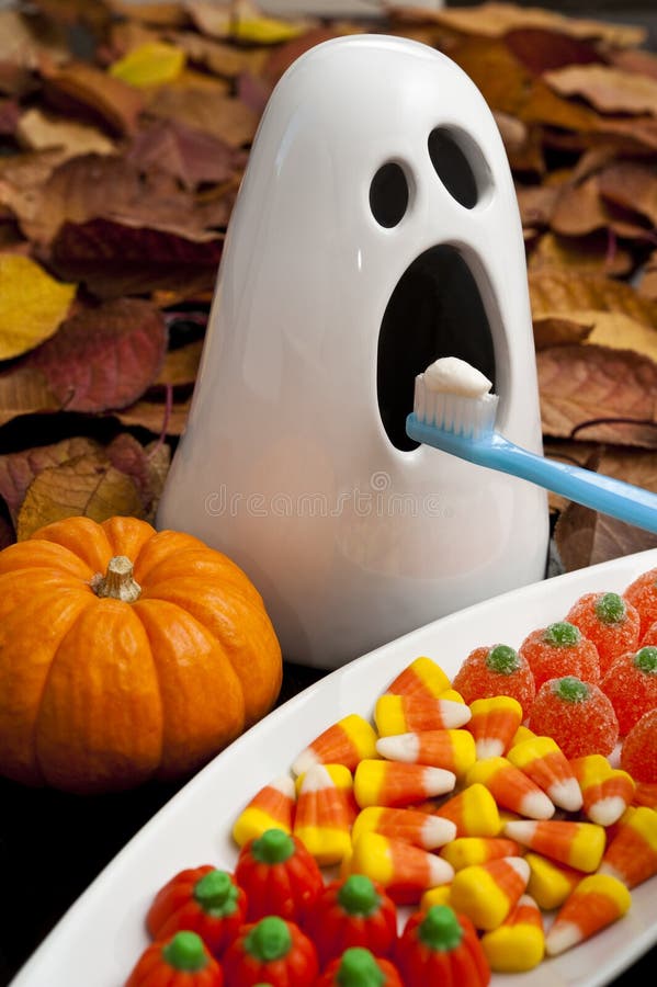 Halloween Ghostly Teeth Brushing Stock Image - Image of corn, pumpkin ...