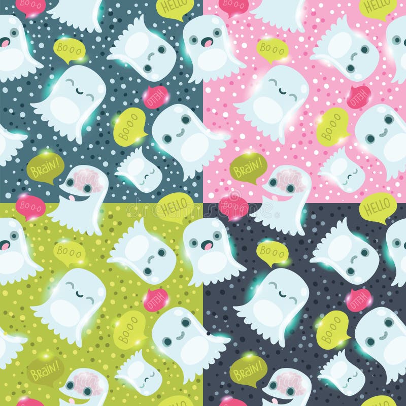 Seamless Pattern with Ghosts Stock Illustration - Illustration of demon ...