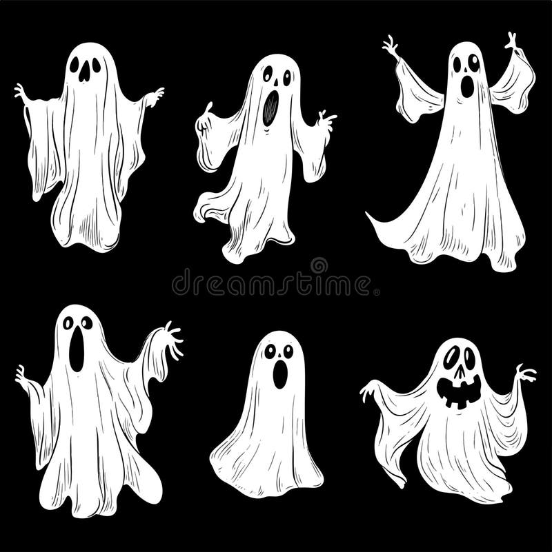 Halloween Ghosts Set stock vector. Illustration of playful - 340211305
