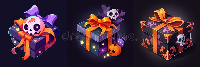 Halloween Gift Boxes Logo 2D AI Generated Stock Image - Image of ...