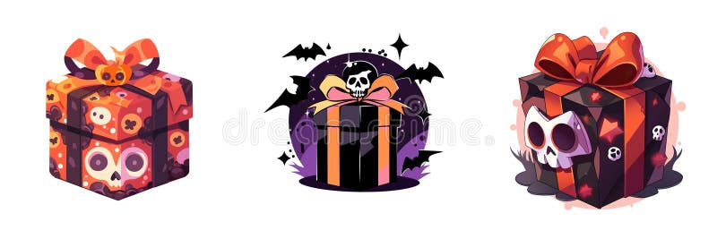 Halloween Gift Boxes Logo 2D AI Generated Stock Image - Image of ...