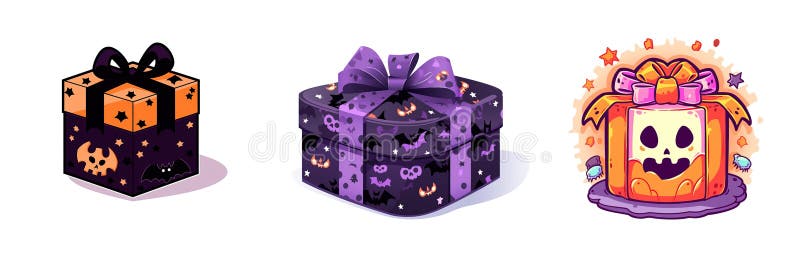 Halloween Gift Boxes Logo 2D Stock Image - Image of gifting, packages ...