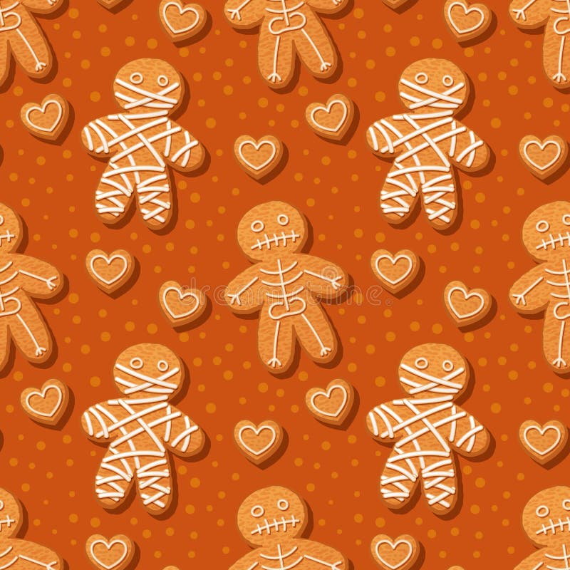 Halloween Gingerbread Pattern Stock Vector - Illustration of funny ...