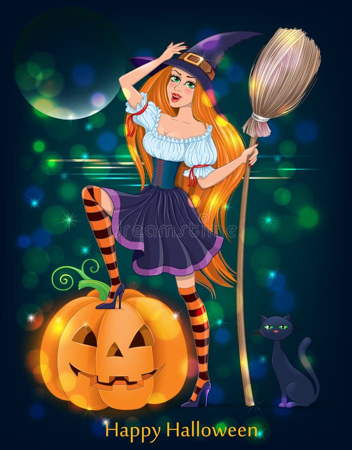 Halloween girl night stock vector. Illustration of ripe - 59145539