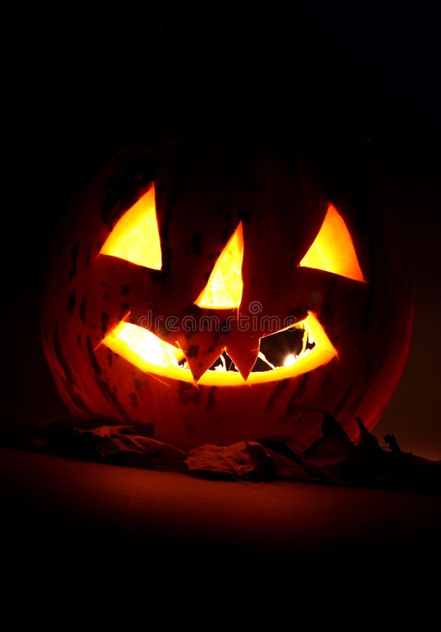 Halloween.Glowing Pumpkin in the Night Stock Photo - Image of black ...