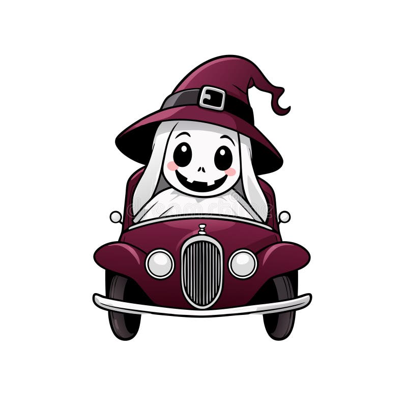 Halloween Graphic Ghost in Burgundy Retro Car Stock Image ...