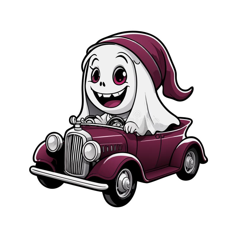 Halloween Graphic Ghost in Burgundy Retro Car Stock Image - Image of ...