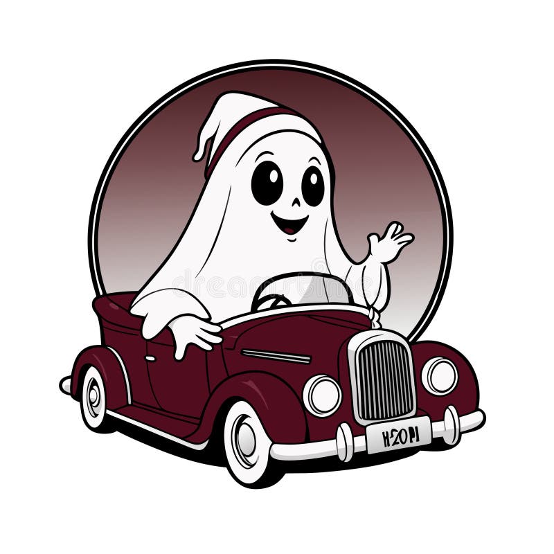 Halloween Graphic Ghost in Burgundy Retro Car Stock Photo - Image of ...