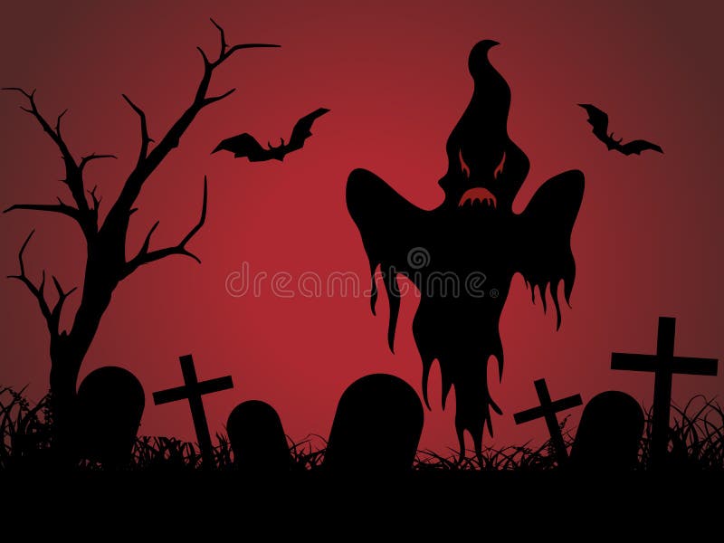 Vector Halloween Illustration of Scary Cemetery Stock Vector ...