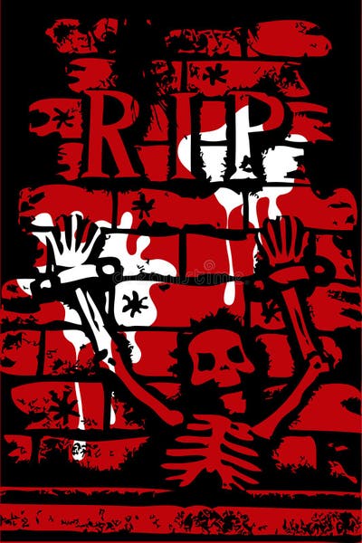 Halloween Grunge RIP Skeleton Stock Vector - Illustration of blot ...