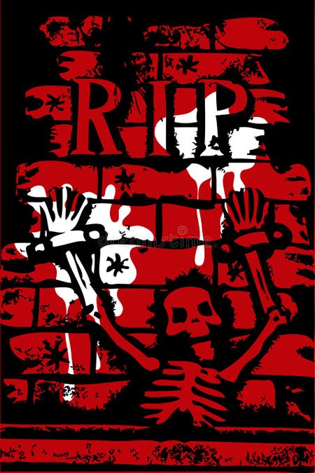 Halloween Grunge RIP Skeleton Stock Vector - Illustration of blot ...