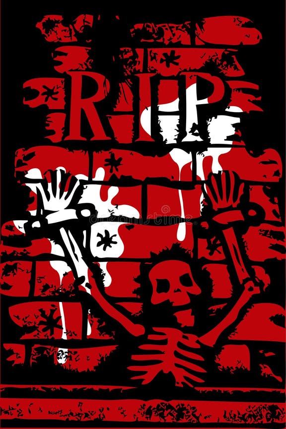 Halloween Grunge RIP Skeleton Stock Vector - Illustration of blot ...