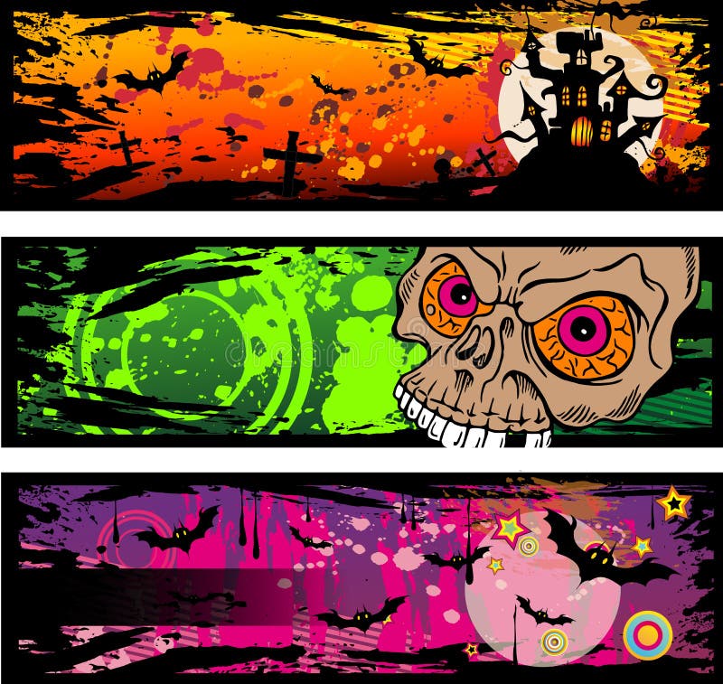 Halloween Grunge Style Banners Stock Vector - Illustration of eps10 ...