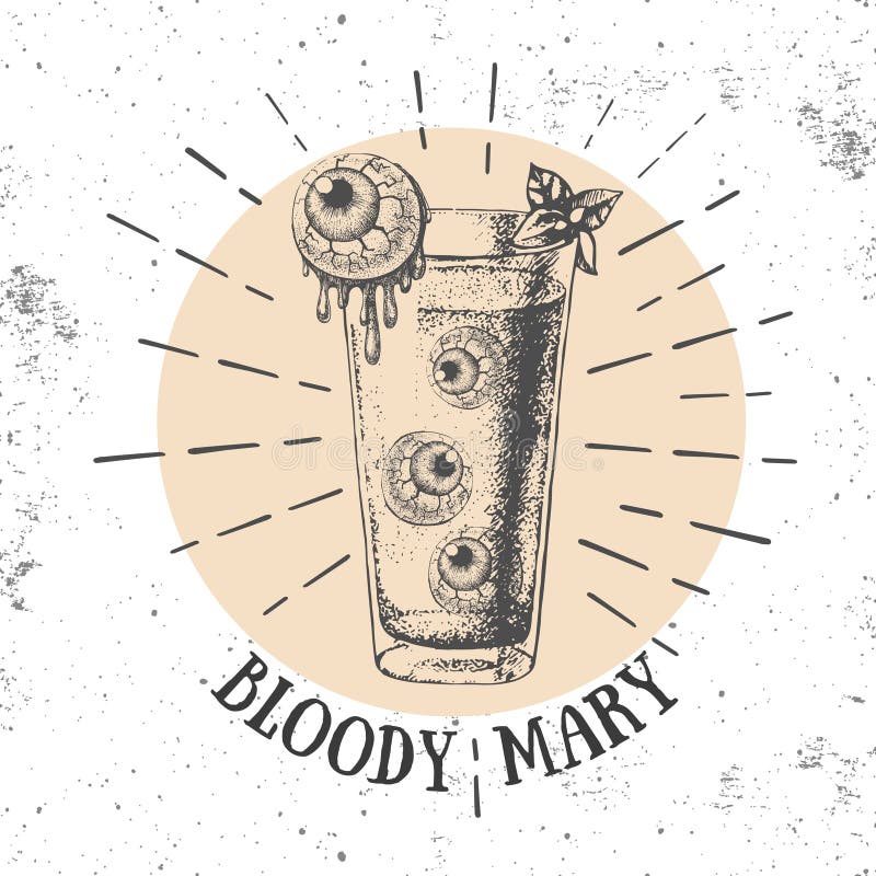 Halloween Hand Drawn Cocktail Bloody Mary Stock Vector - Illustration ...