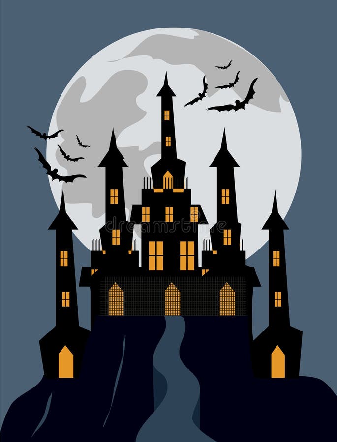 Halloween Haunted Horror House Ghost Flat Vector Stock Vector ...