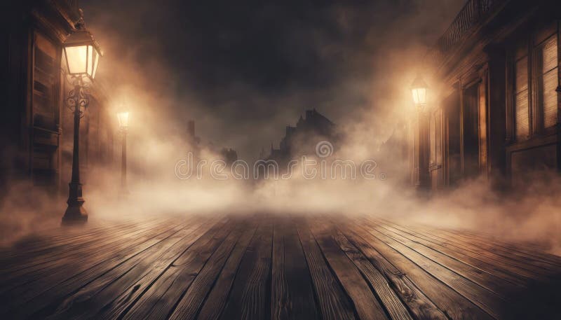 Halloween Haunted Misty Road with Copy Space Stock Illustration ...